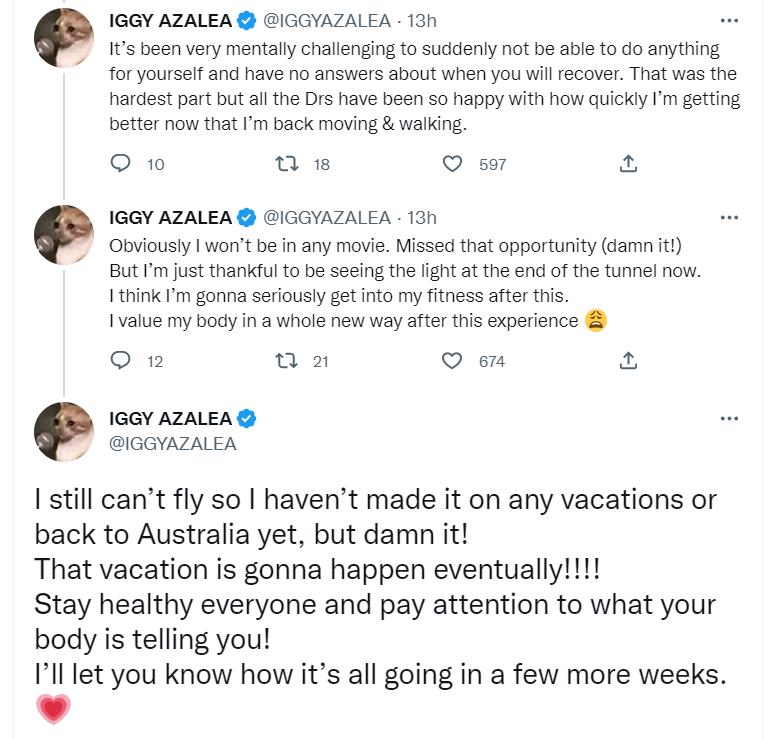 Iggy Azalea Reveals Major Complications After Undergoing Surgery