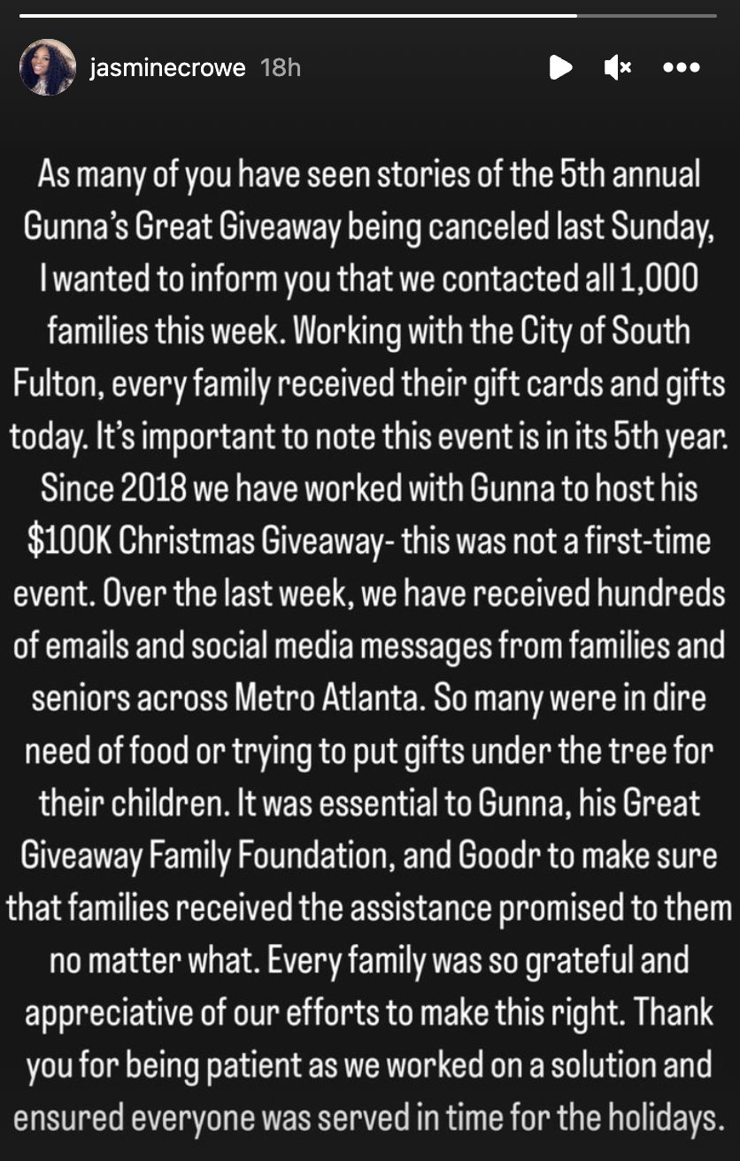 Families Receive Gift Cards In 5th Annual Gunna Great Giveaway