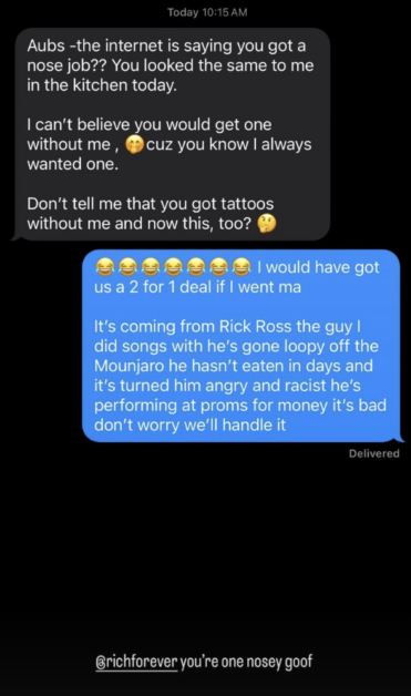 Drake Denies Nose Job In Text To His Mother