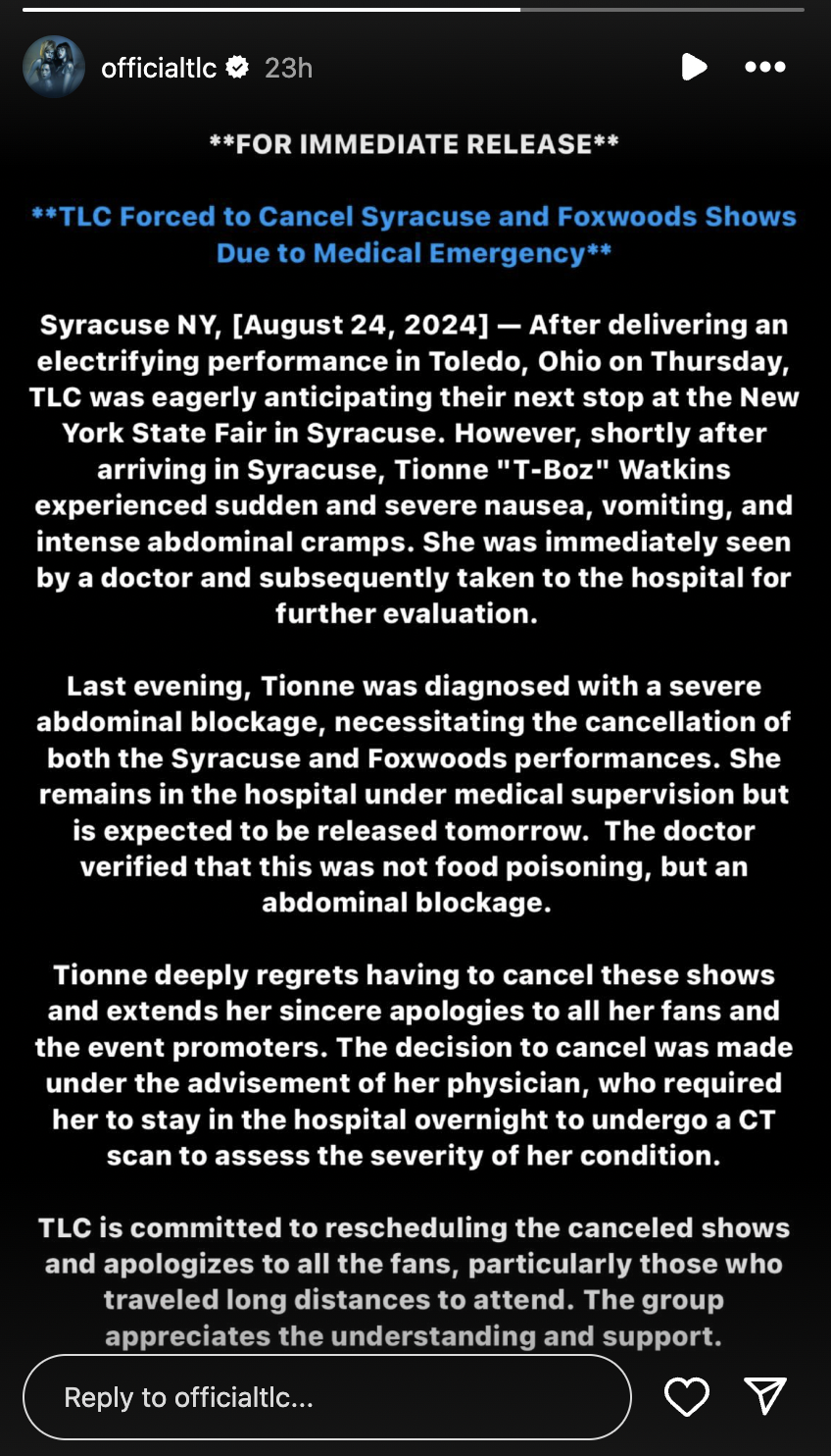 TLC Forced To Bail On Multiple Shows After T-Boz Is Hospitalized