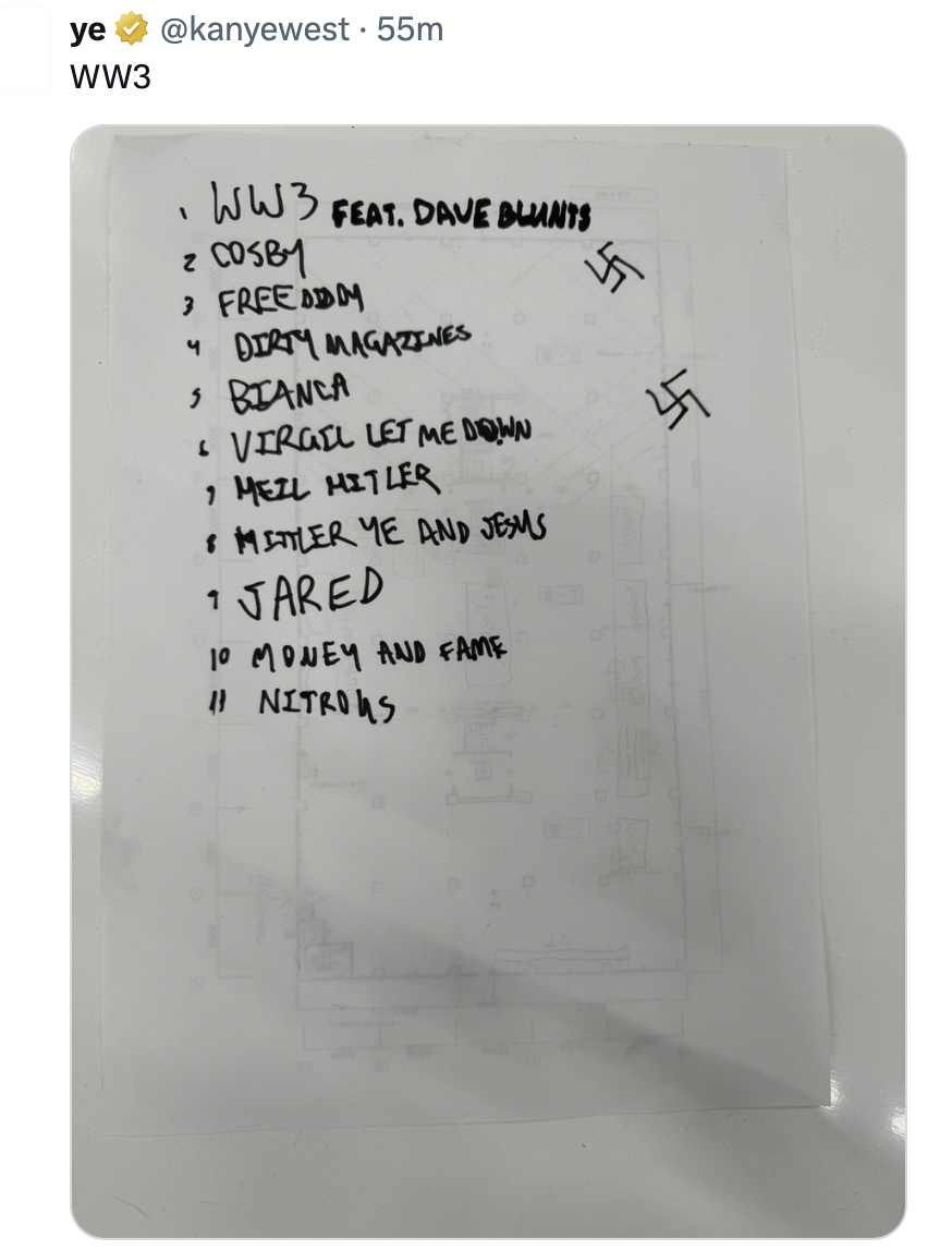 Kanye West Unveils "WW3" Tracklist With Wild Titles
